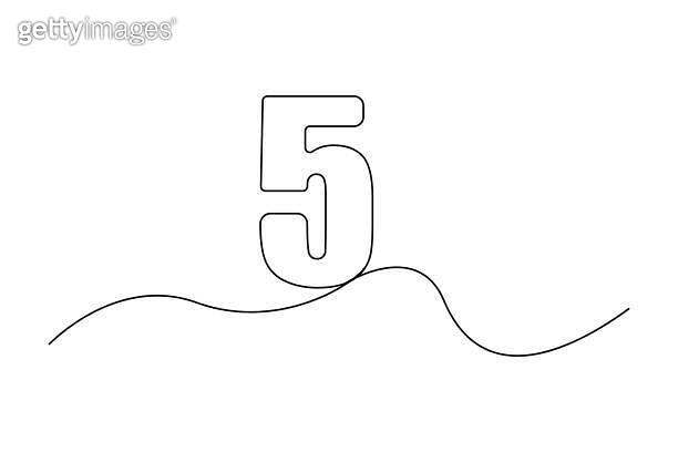 Number five outline. Simple black shape. Curved line detail. Minimalist ...