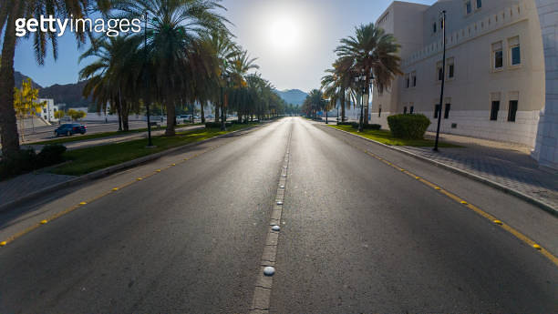 Photography of an empty street in Oman, Muscat old town during spring ...