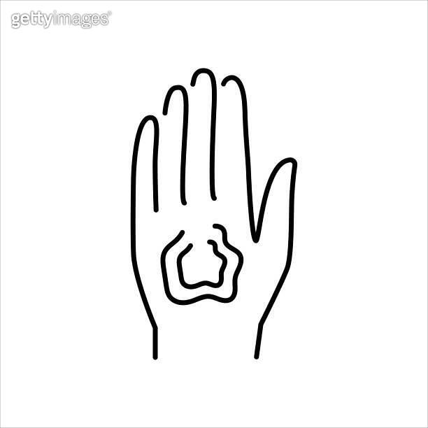 Scald line color icon. Household injuries sign for web page 이미지 ...