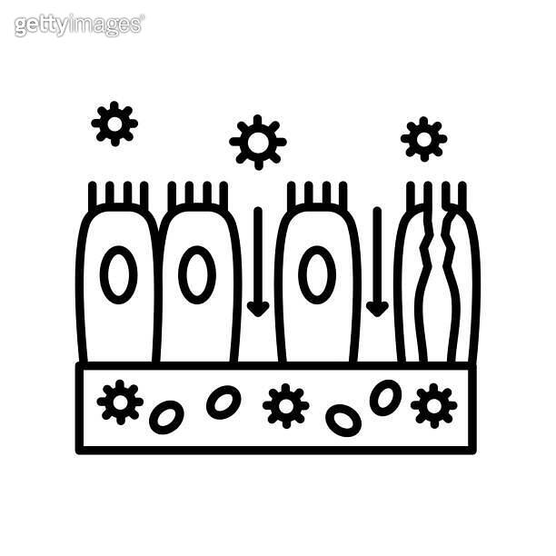 Leaky gut line black icon. Diseases of gastrointestinal tract.Sign for ...