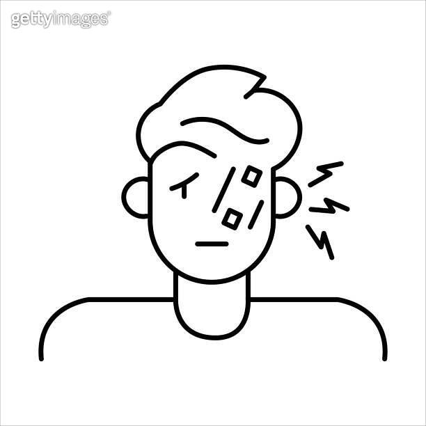 Eye injuries line color icon. Household injuries sign for web page 이미지 ...