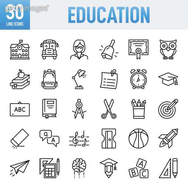 Education - Thin line vector icon set. Pixel perfect. For Mobile and ...