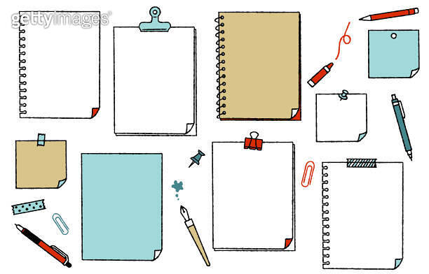 Cute hand-drawn notebook illustration set (colourful) 이미지 (2154090730 ...