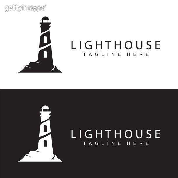 Lighthouse logo vector beacon tower ship signal simple beach port ...