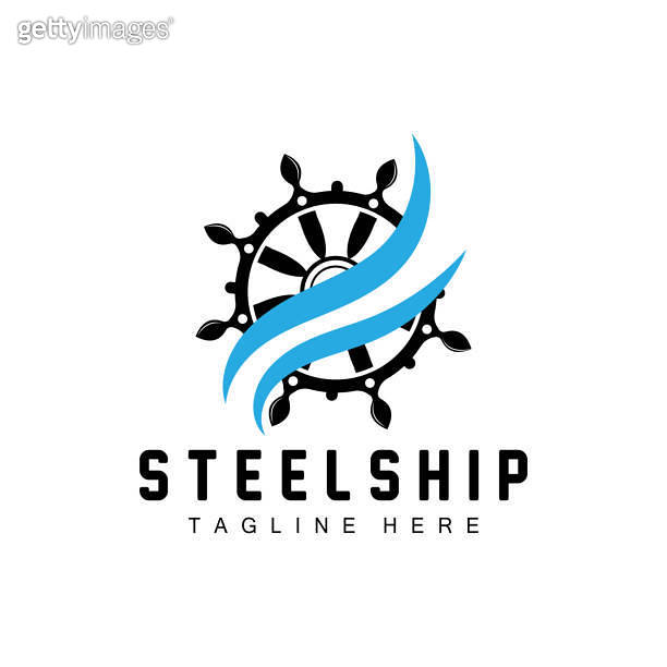 simple marine vehicle ship steering logo design illustration ship ...