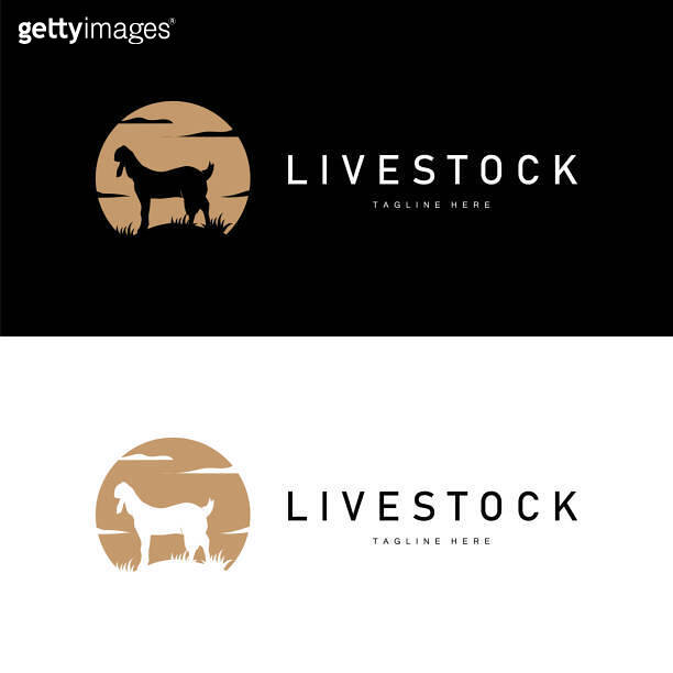 Livestock Goat symbol, Simple Farming Silhouette Design Product Brand ...