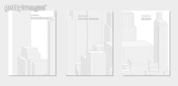 Vector 3D abstract line art city architecture buildings pattern ...