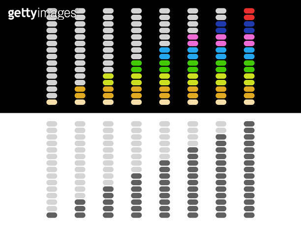Vector progress bar of Level indicator with color coding (1959976399 ...