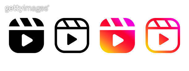 Instagram Reels icon set isolated on transparent background. Line ...