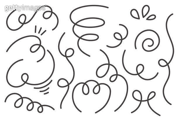 Swash vector lines. Curly hand drawn underlines. Swirl swishes and ...