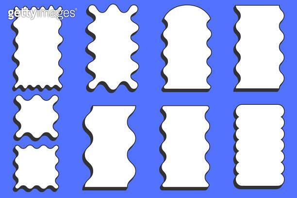 Wavy rectangle frame. Scallop edge box. Outline squiggle vector border ...