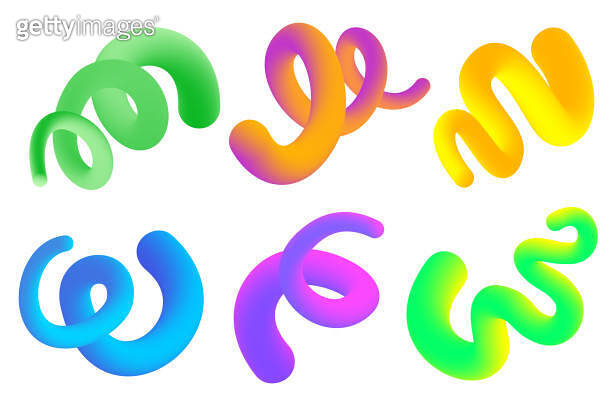 3D gradient swirl shapes. Abstract gradient wavy shapes on white ...