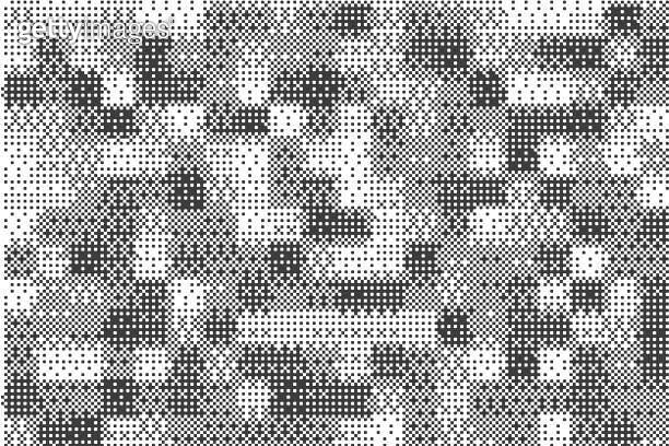 Checkered pixel pattern with bitmap game texture. Squared geometric ...