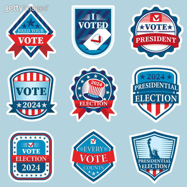 Presidential Election Campaign Stickers set. Badges for communication ...