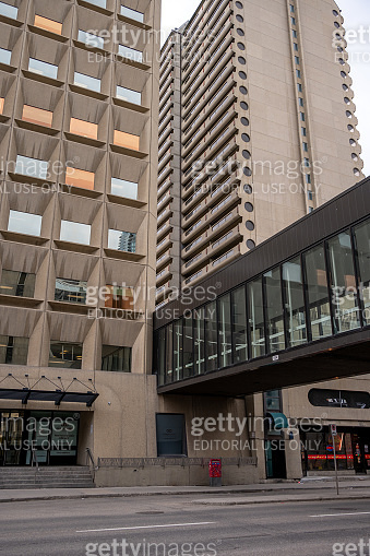 Brutalist office tower, Calgary (2155448181) - 게티이미지뱅크
