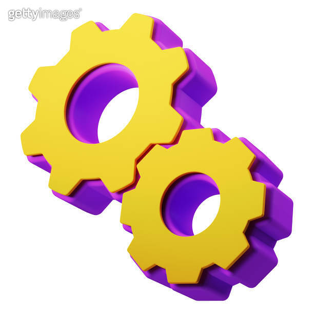 Working, solution, teamwork, processing concept. Gears 3d symbol in ...