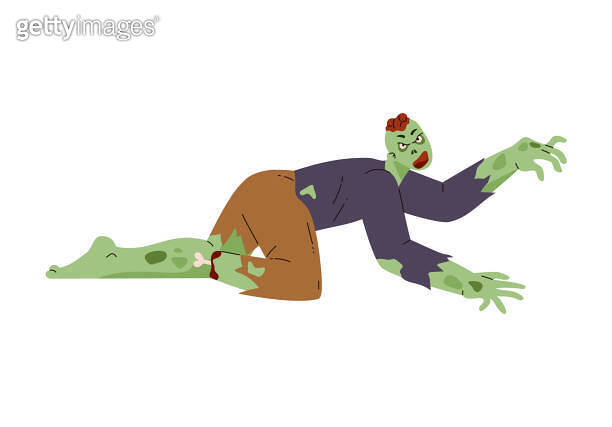 Vector illustration of a zombie without a leg with that crawls in ...