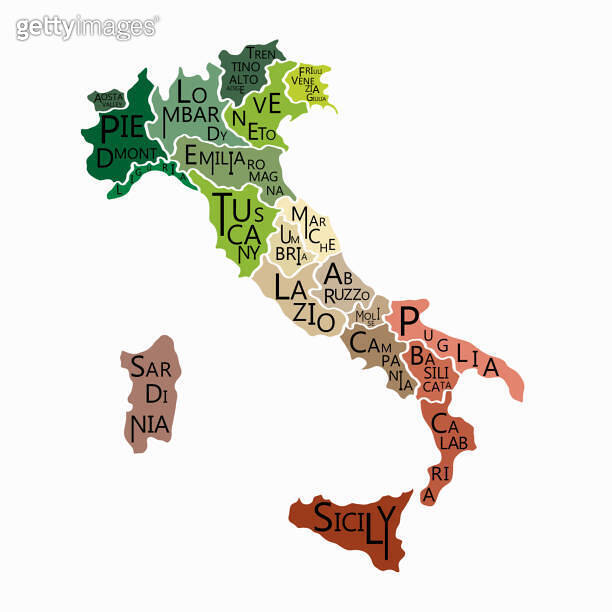 Italy map with province's name doodle freehand drawing. (2155107997 ...