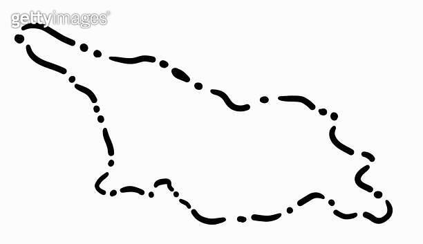 Doodle freehand dash line drawing of Georgia map. (2155108242) - 게티이미지뱅크