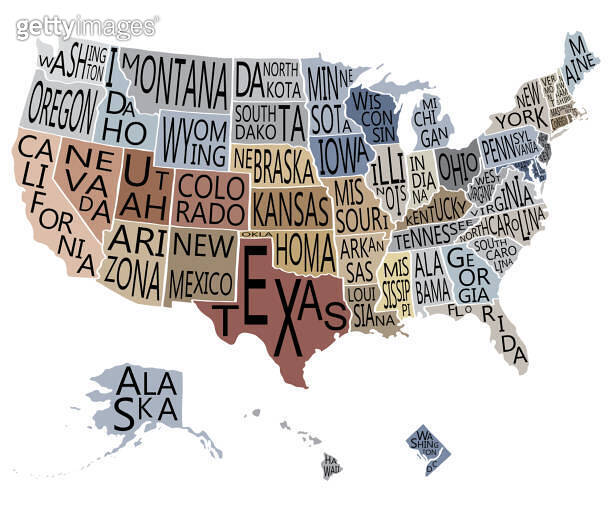 United States of America map with state's name doodle freehand drawing ...
