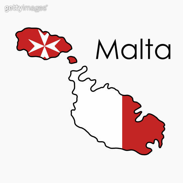 Outline drawing of Malta flag map. 이미지 (1962827022) - 게티이미지뱅크