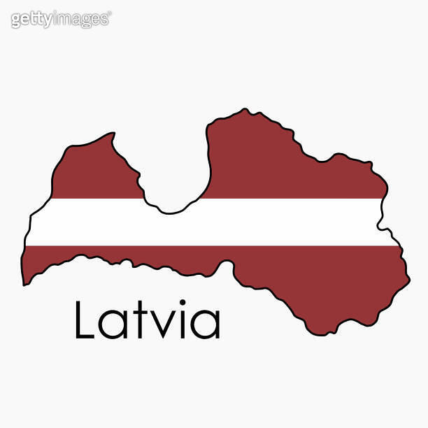 Outline drawing of Latvia flag map. 이미지 (1962828071) - 게티이미지뱅크