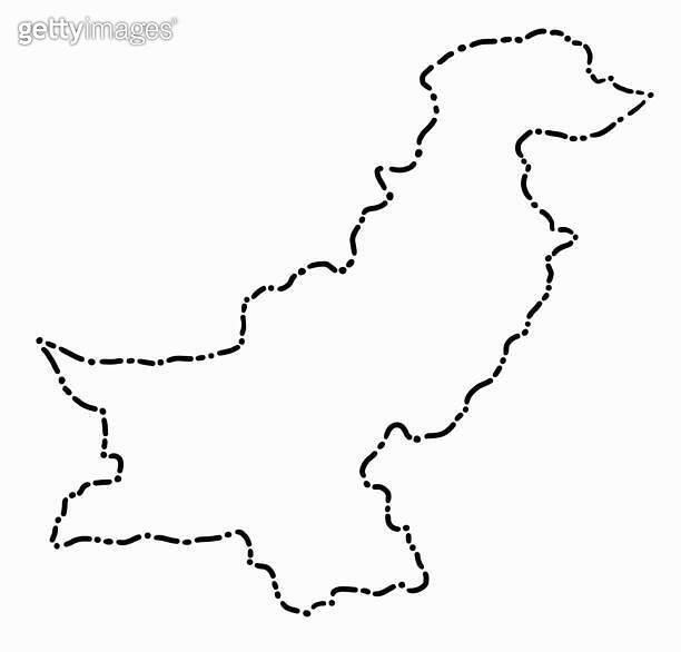 Doodle freehand dash line drawing of Pakistan map. (2161518242) 일러스트 ...