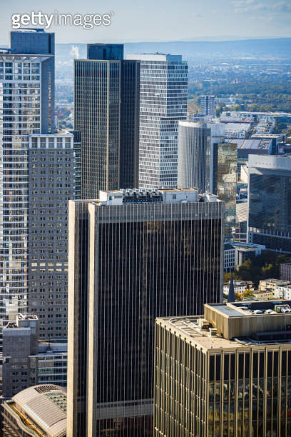 Business buildings in glass and steel urban skyline in Frankfurt am ...