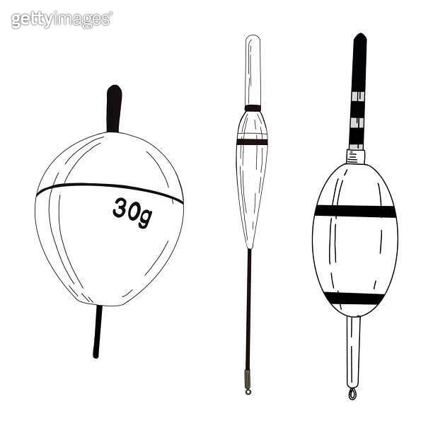 Fishing float bobber cork vector illustration tackle set. Bait minnow ...