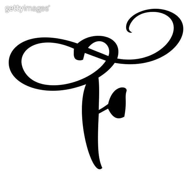 Hand drawn vector calligraphy letter F. Script font logo. Handwritten ...