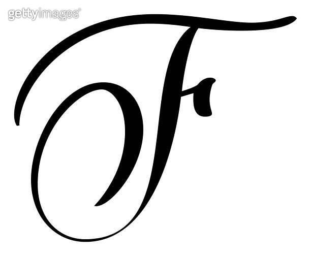 Vector calligraphy hand drawn letter F. Script font logo icon ...