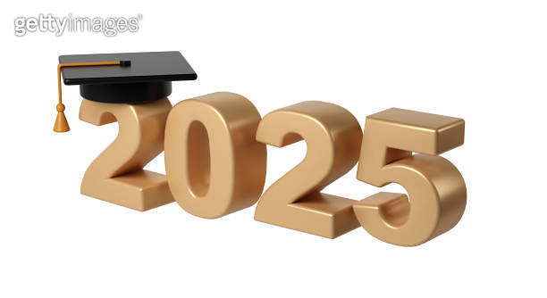 Class of 2025 3d icon. Congratulation graduates design template with ...