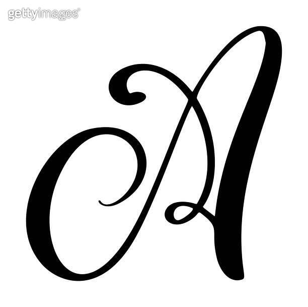 Vector calligraphy hand drawn letter A. Script font icon. Handwritten ...