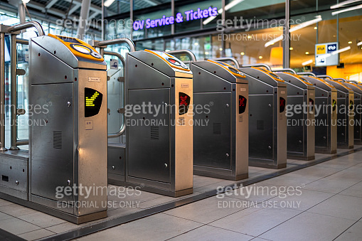 Check In Check Out gate at Utrecht Dutch Railways NS at The Netherlands ...