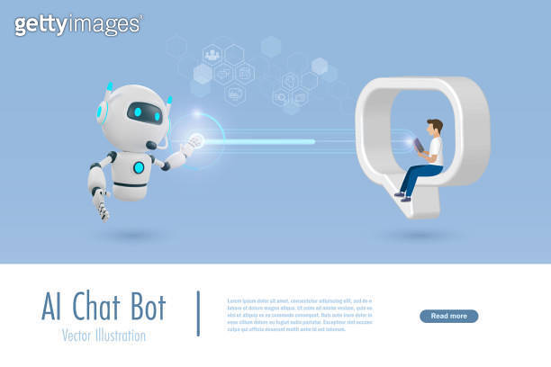 AI chat robot communicate and answer smart solution to user in speech bubble. Artificial ...