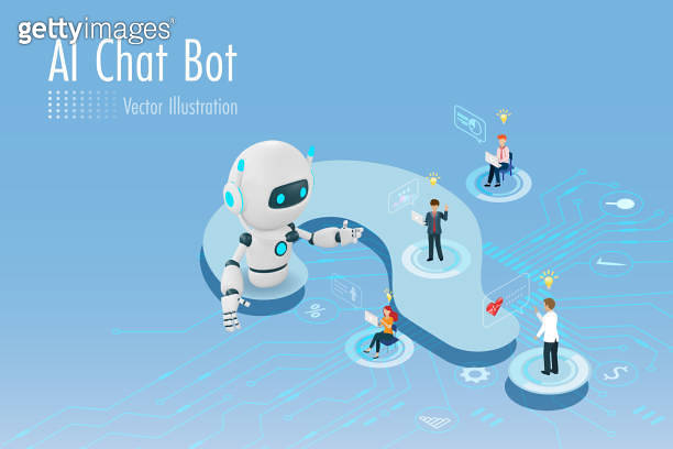 Ai chat robot answer smart solution to users on question mark sign ...