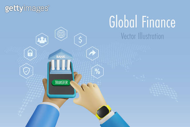 Global finance, virtual bank, mobile banking, financial technology ...