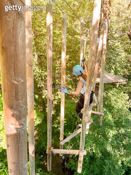 Summer fun and sports for adventurous people.Teenage girl goes on ...