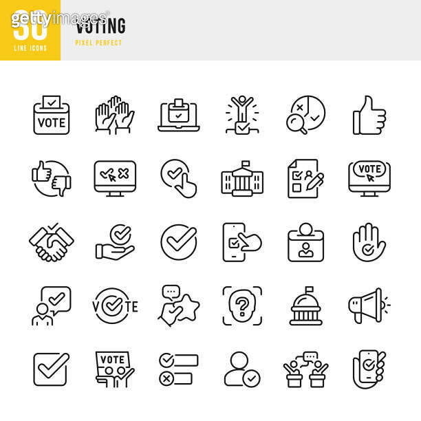 Voting - thin line vector icon set. 30 icons. Pixel perfect. The set ...