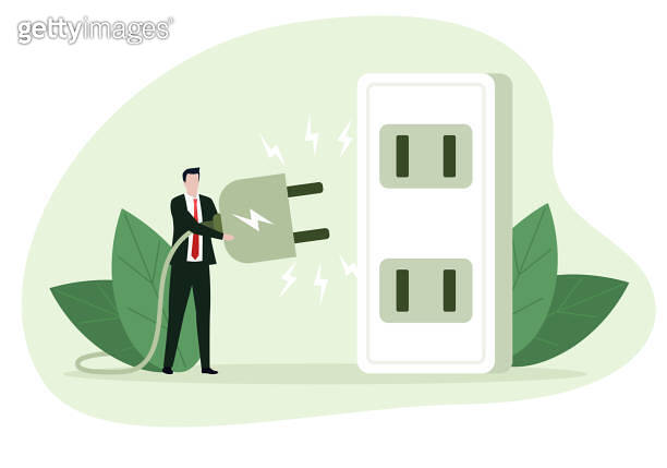 Character reduce energy consumption at home and unplug appliances ...