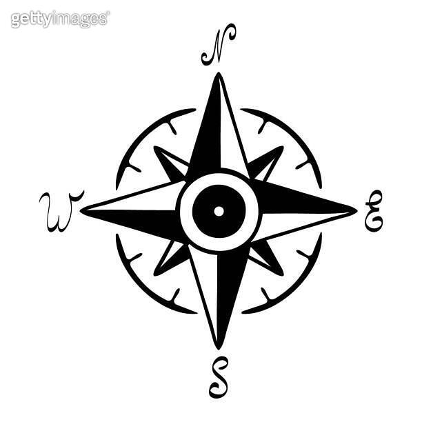 Compass. Arrows, north, south, west, east, navigate in space, terrain ...