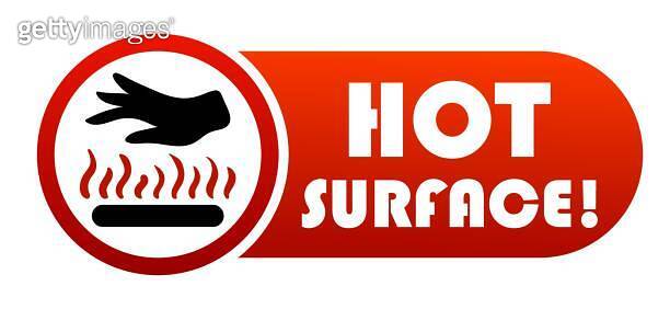 Hot surface banner. Caution, dont touch, hand, scalding, threat of ...