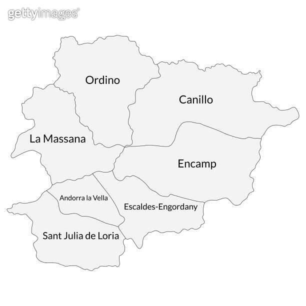 Andorra map. Map of Andorra in administrative provinces (2005256737 ...