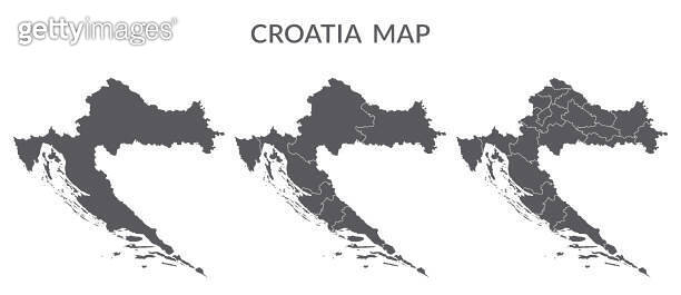 Croatia map. Map of Croatia in set in grey (1907480521) 일러스트, 무료 일러스트 ...