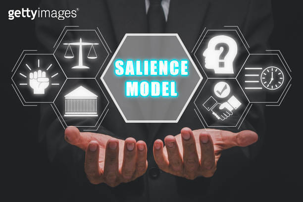 Salience model concept, Businessman hand holding salience model icon on ...