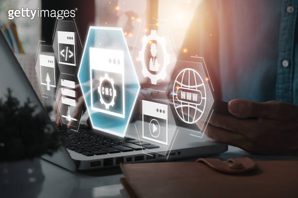 A futuristic representation of a Content Management System (CMS ...