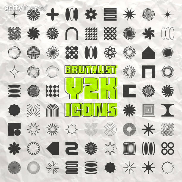Brutalist geometric shapes, symbols. Simple primitive elements and ...