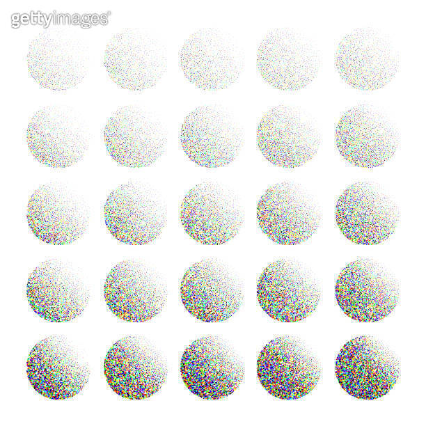 Round shaped dotted objects, vintage stipple elements. Fading gradient ...