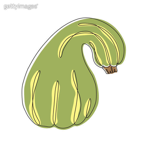 Squash Continuous Line Drawing with Color Elements. Editable Stroke for ...