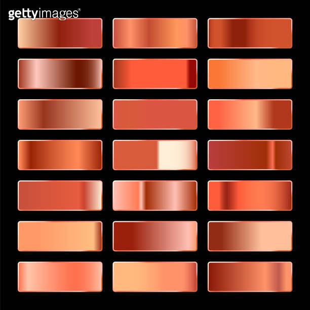 Bronze, copper orange glossy gradient, metal foil texture. Color swatch ...